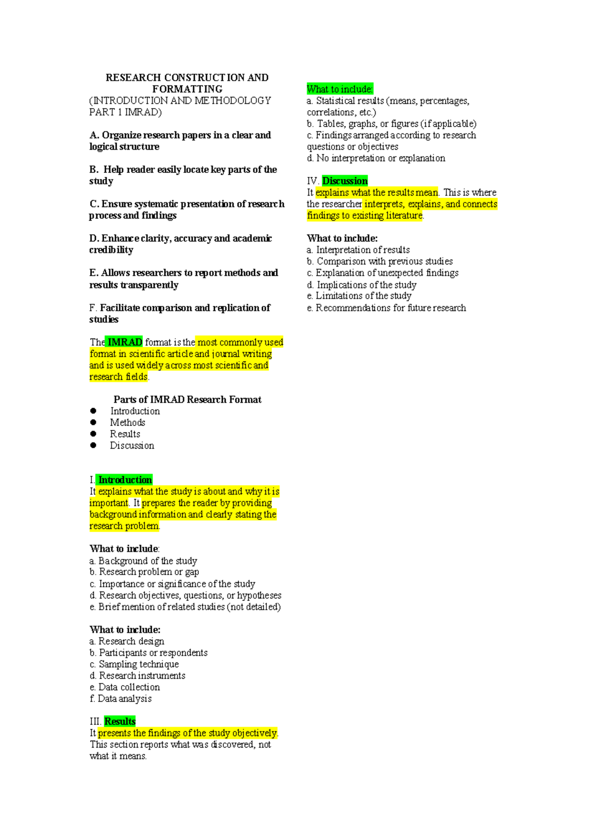 IMRAD Research Construction & Formatting: Introduction & Methodology ...
