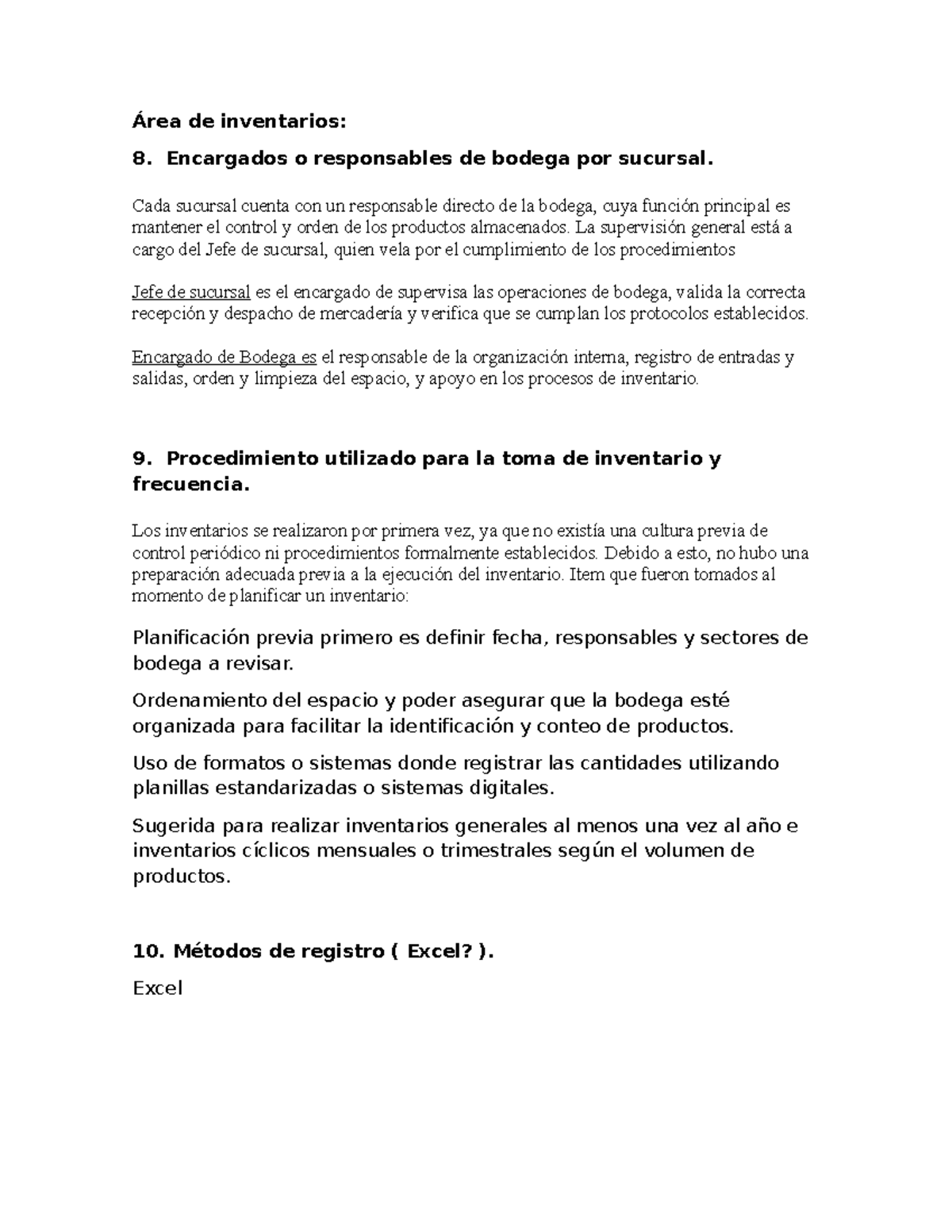 Control Interno: Encargados de Bodega y Procedimientos de Inventario ...