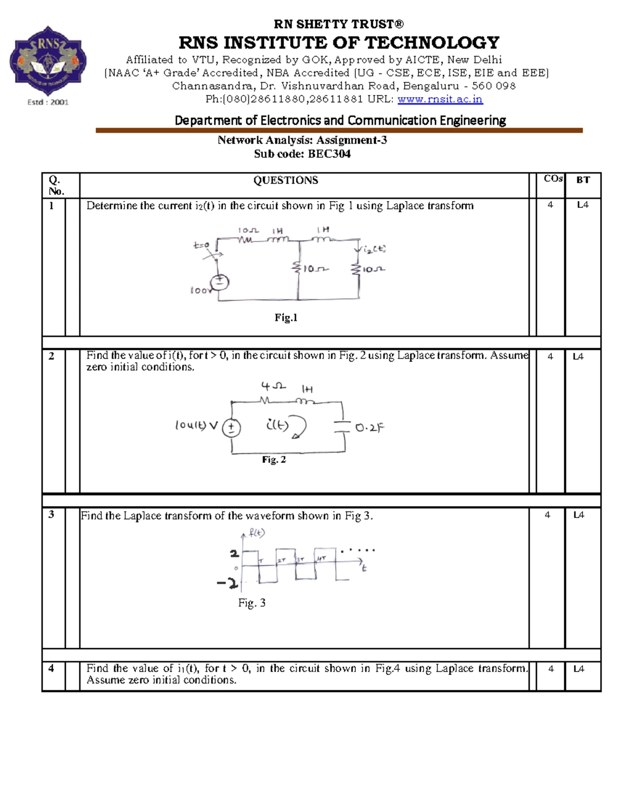 Network Analysis Model QP with Solutions - Third Sem B.E. - Studocu