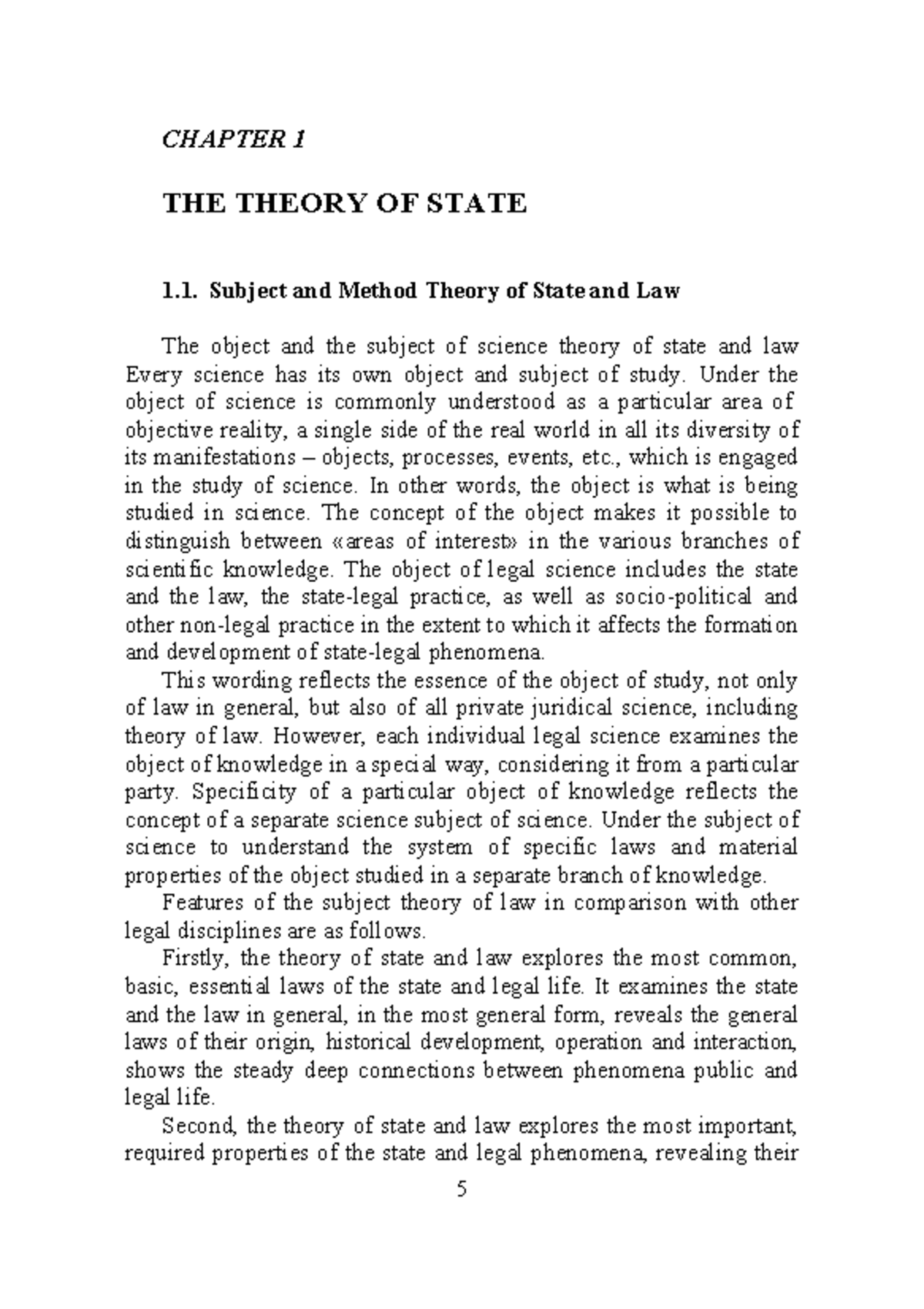 CHAPTER 1: THE THEORY OF STATE AND LAW (Origin of the State) - Studocu