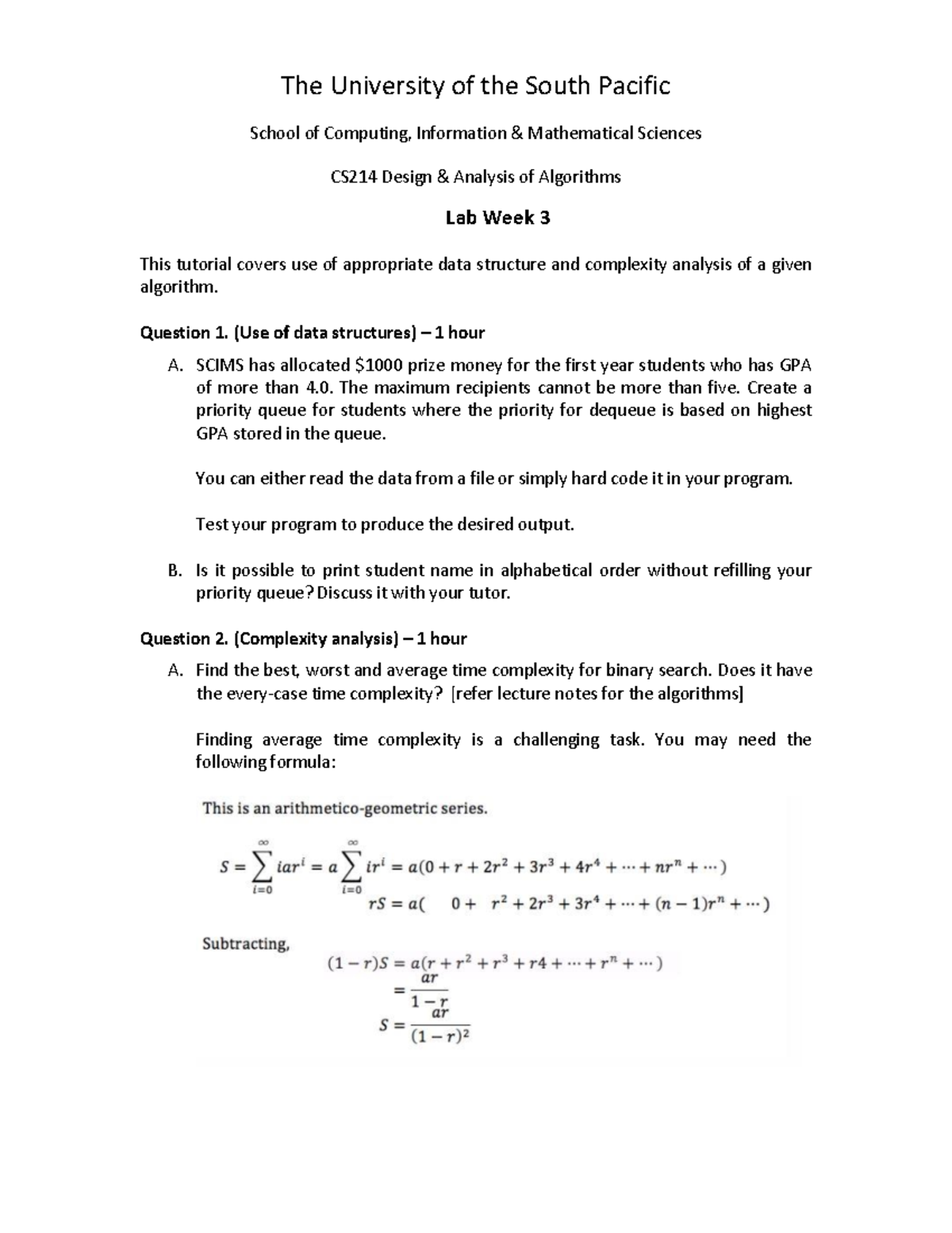 CS214 Lab Week 3: Data Structures & Complexity Analysis - Studocu