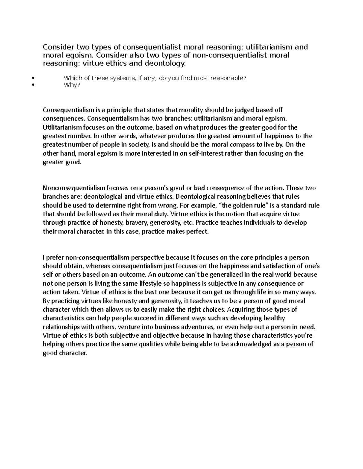 CRITdiscwk 9 - Analyzing Consequentialism vs Non-Consequentialism - Studocu