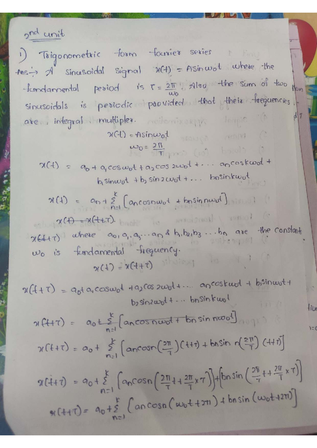 2ⁿᵈ Unit 1: Trigonometric Fourier Series Analysis and Properties - Studocu