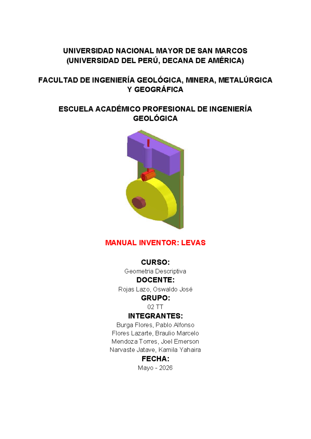 Levas en Autodesk Inventor: Ejercicio de Geometría Descriptiva - Studocu