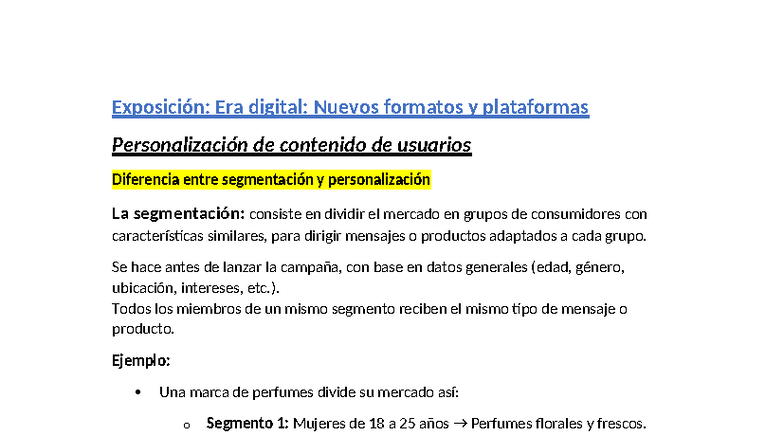 Exposición: Era Digital y Personalización de Contenidos en Marketing ...