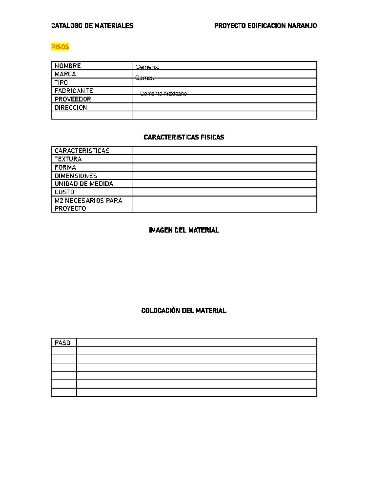Catálogo de Materiales para Proyecto Edificación Naranjo 2024 - Studocu