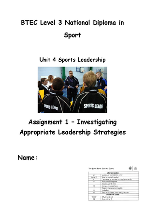 Unit 7 - Practical Sport - Assignment 1 - Structure booklet - BTEC ...