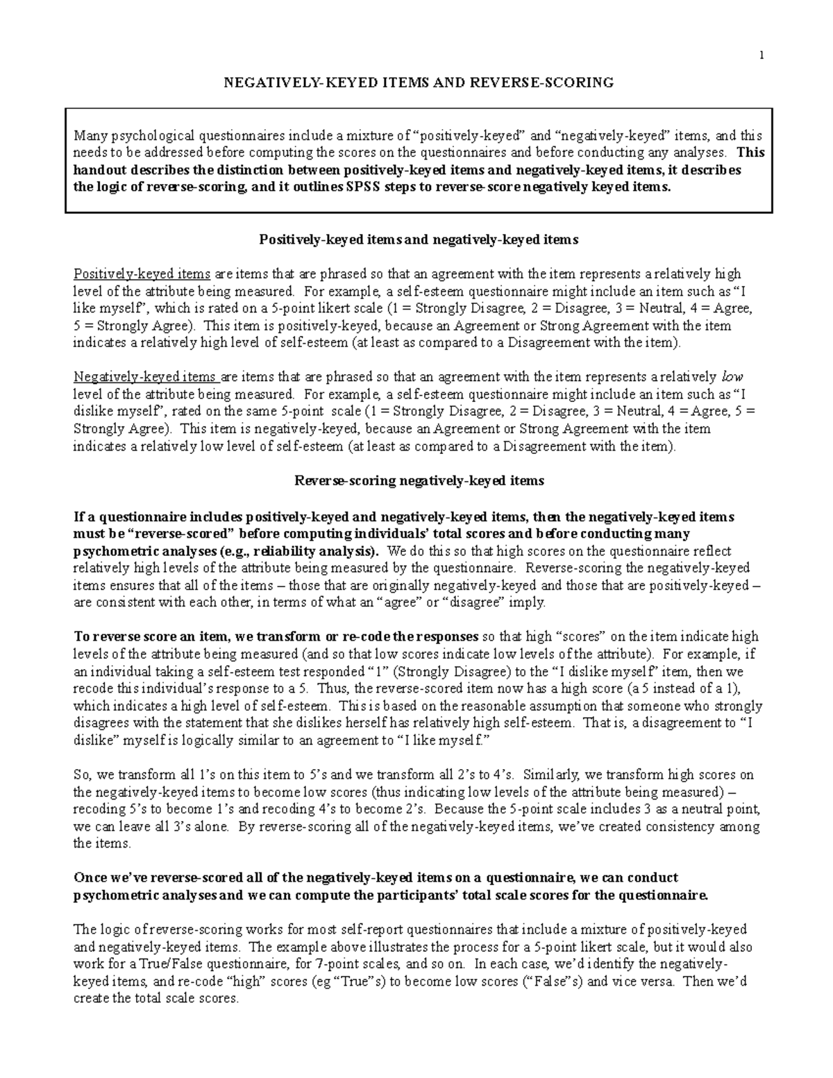 Reverse-scoring - This is a tutorial on how to reverse score in a ...