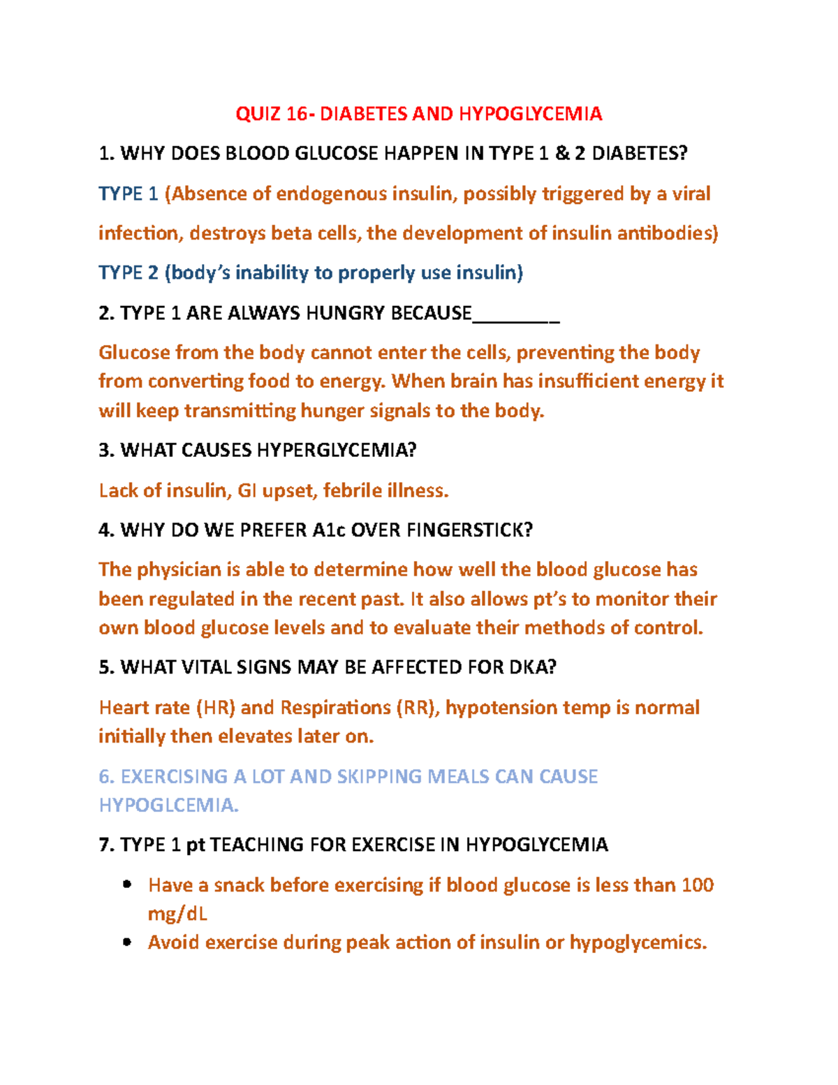 Diabetis Study Guide - Med Surge Term 2 Quiz 16: Diabetes ...