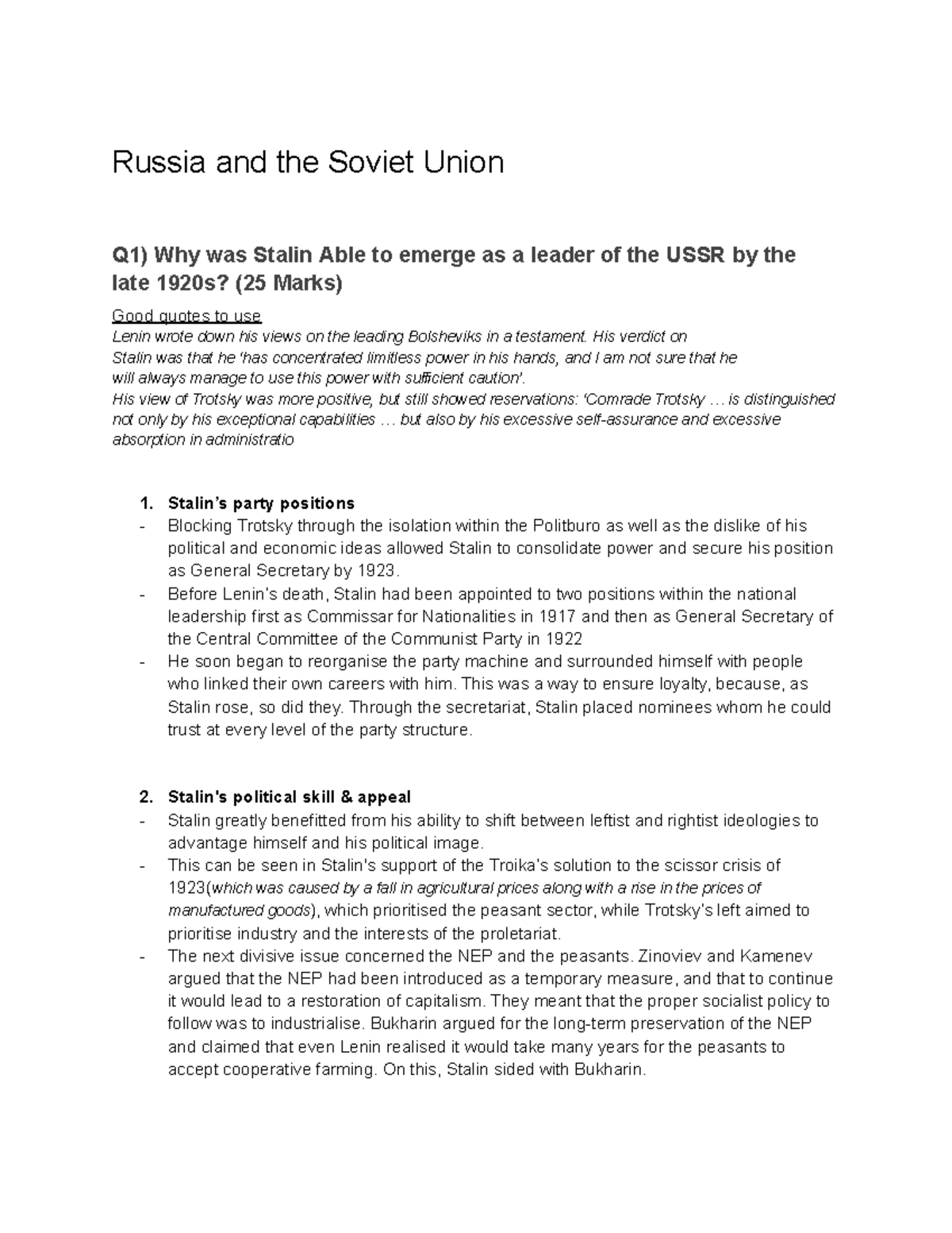 Russia and the Soviet Union: Stalin's Rise and Foreign Policy Analysis ...