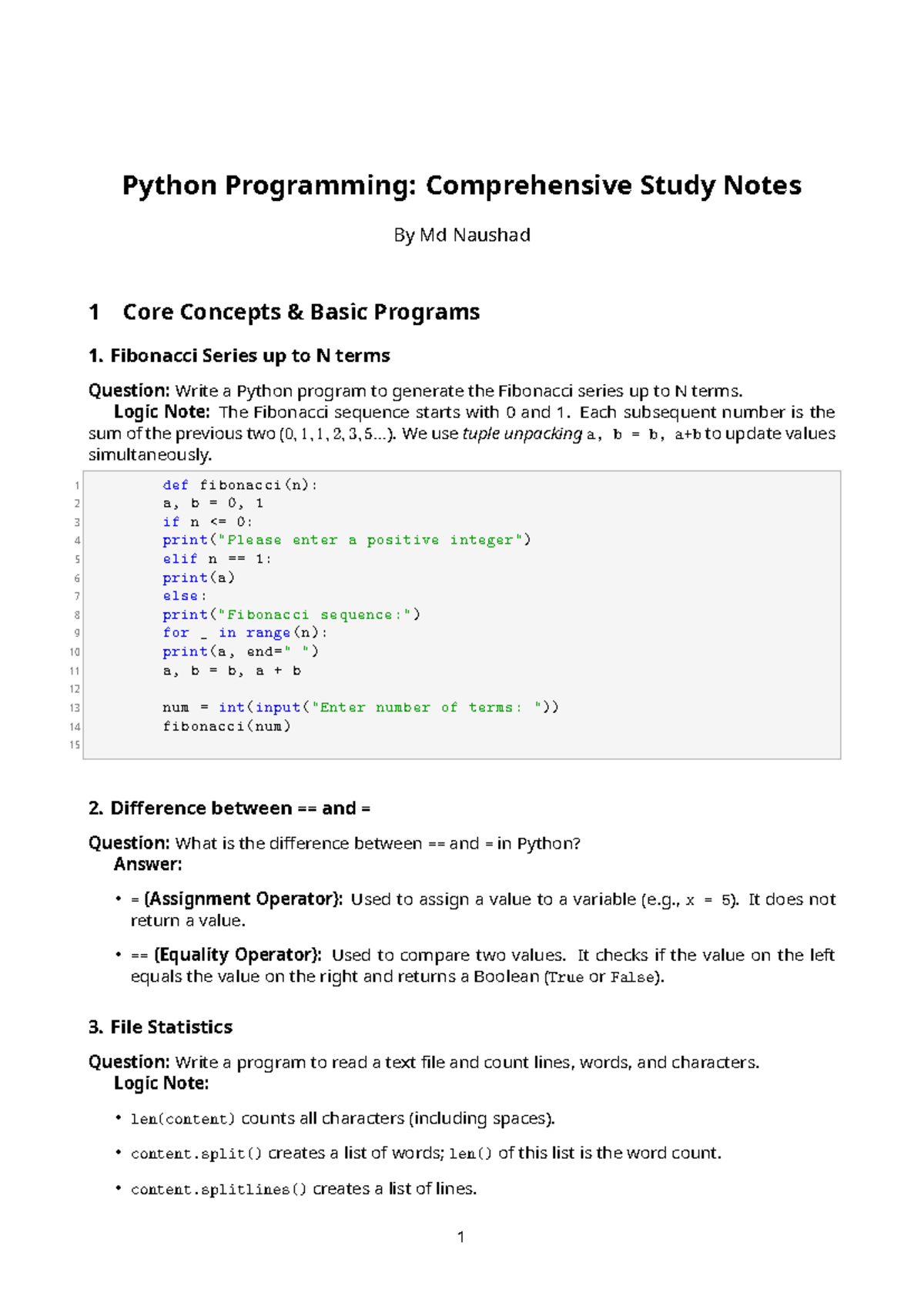 Python Programming: Comprehensive Study Notes for Important Questions 2 ...