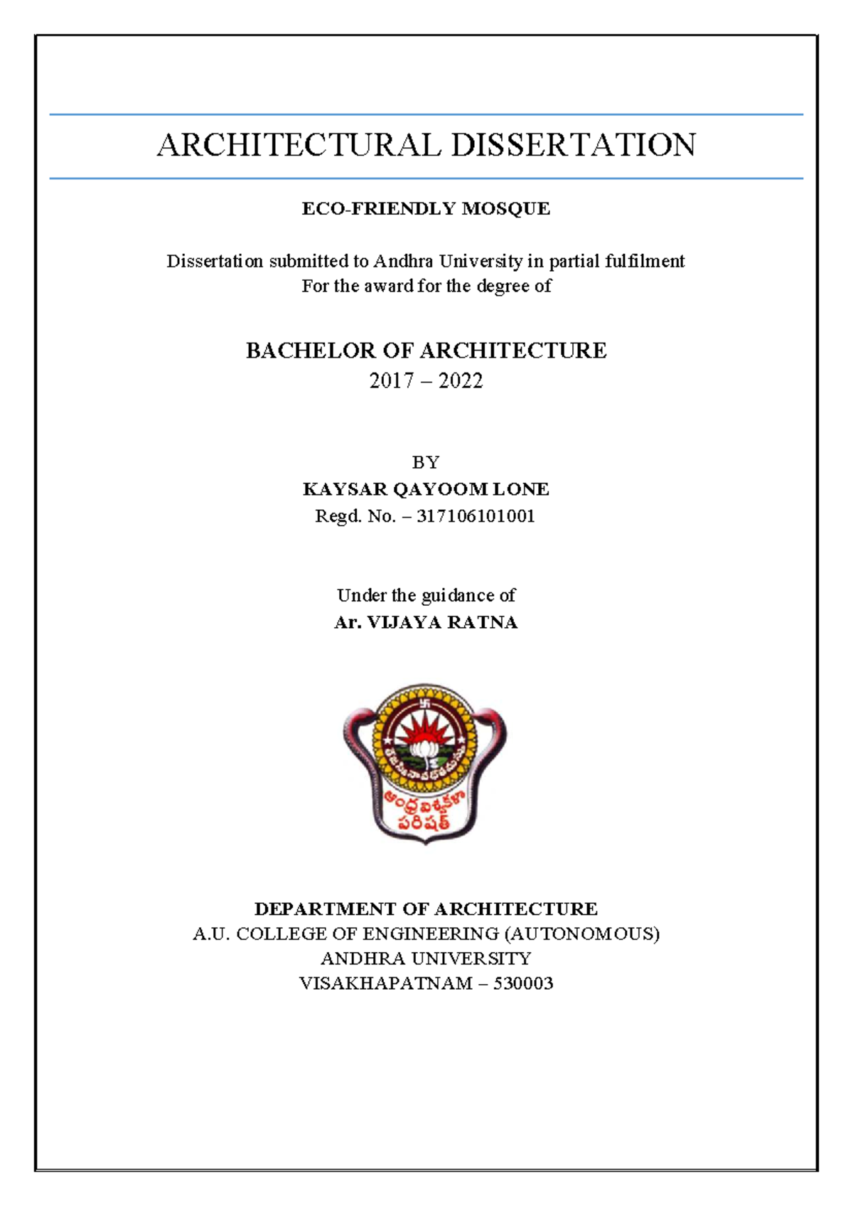 AR515: Architectural Dissertation on Eco-Friendly Mosque Design - Studocu