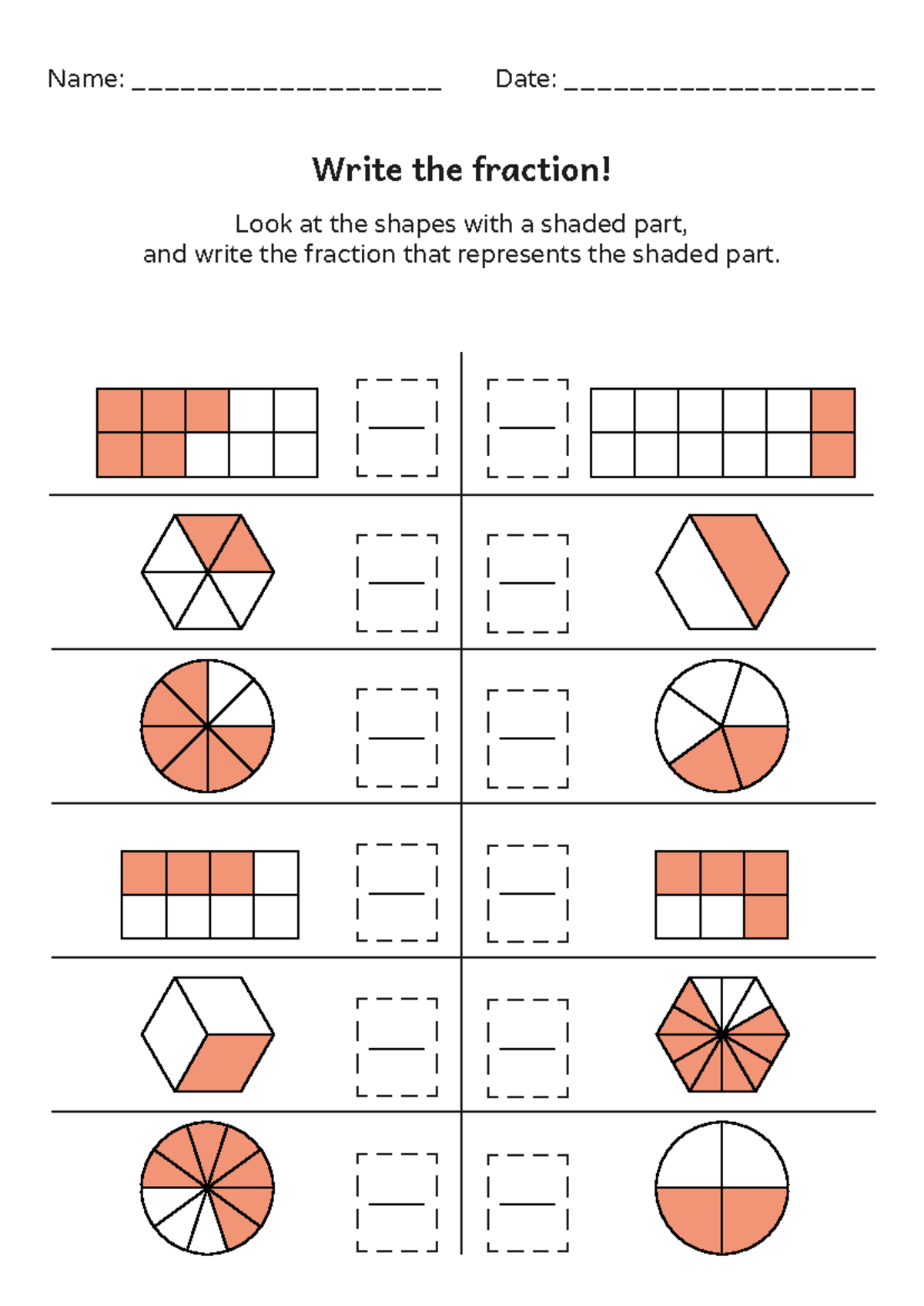 Understanding Fractions - 3rd Grade Worksheet - Name ...