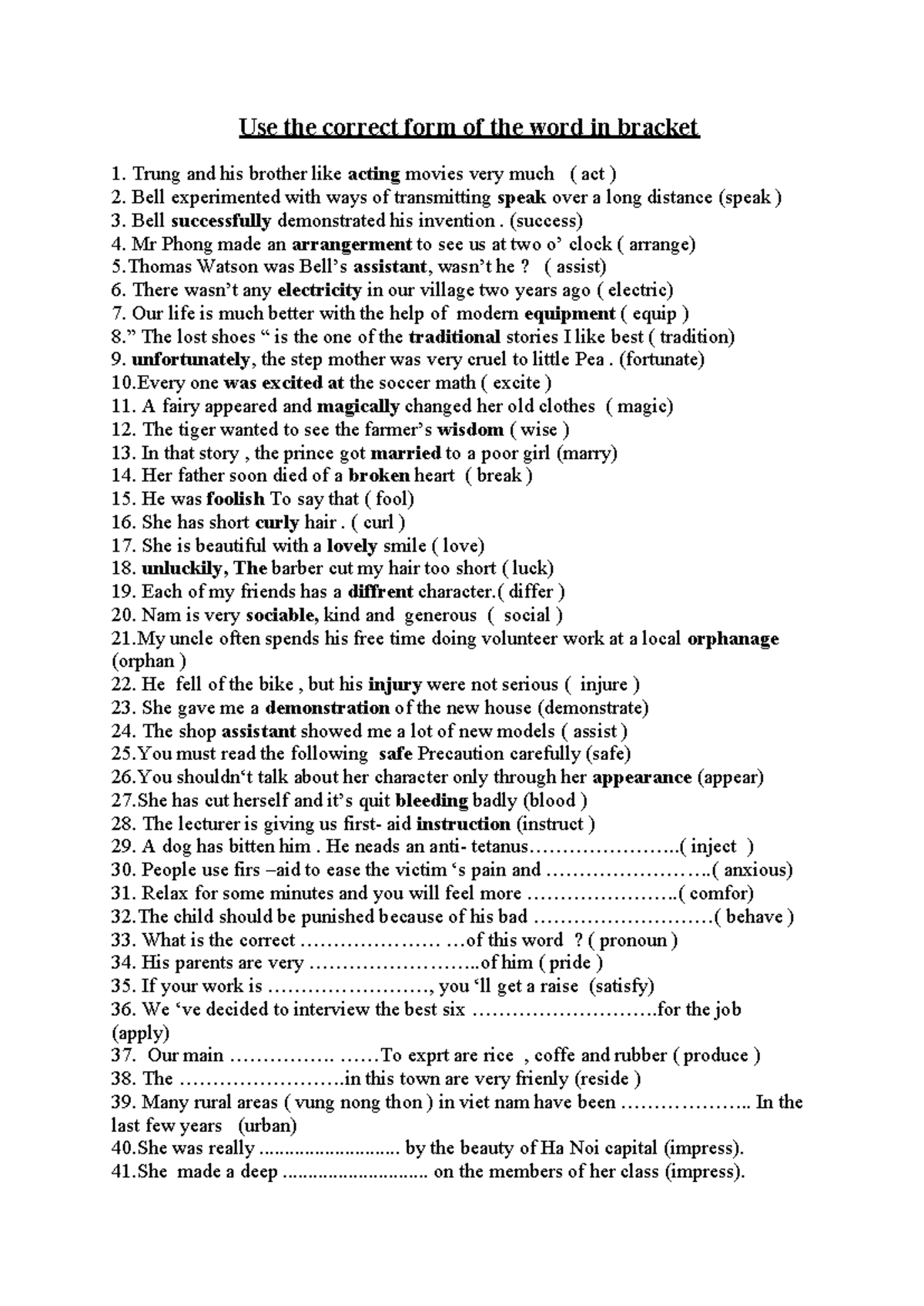 Anh 9 - Vocabulary and Grammar Exercises with Answers - Studocu