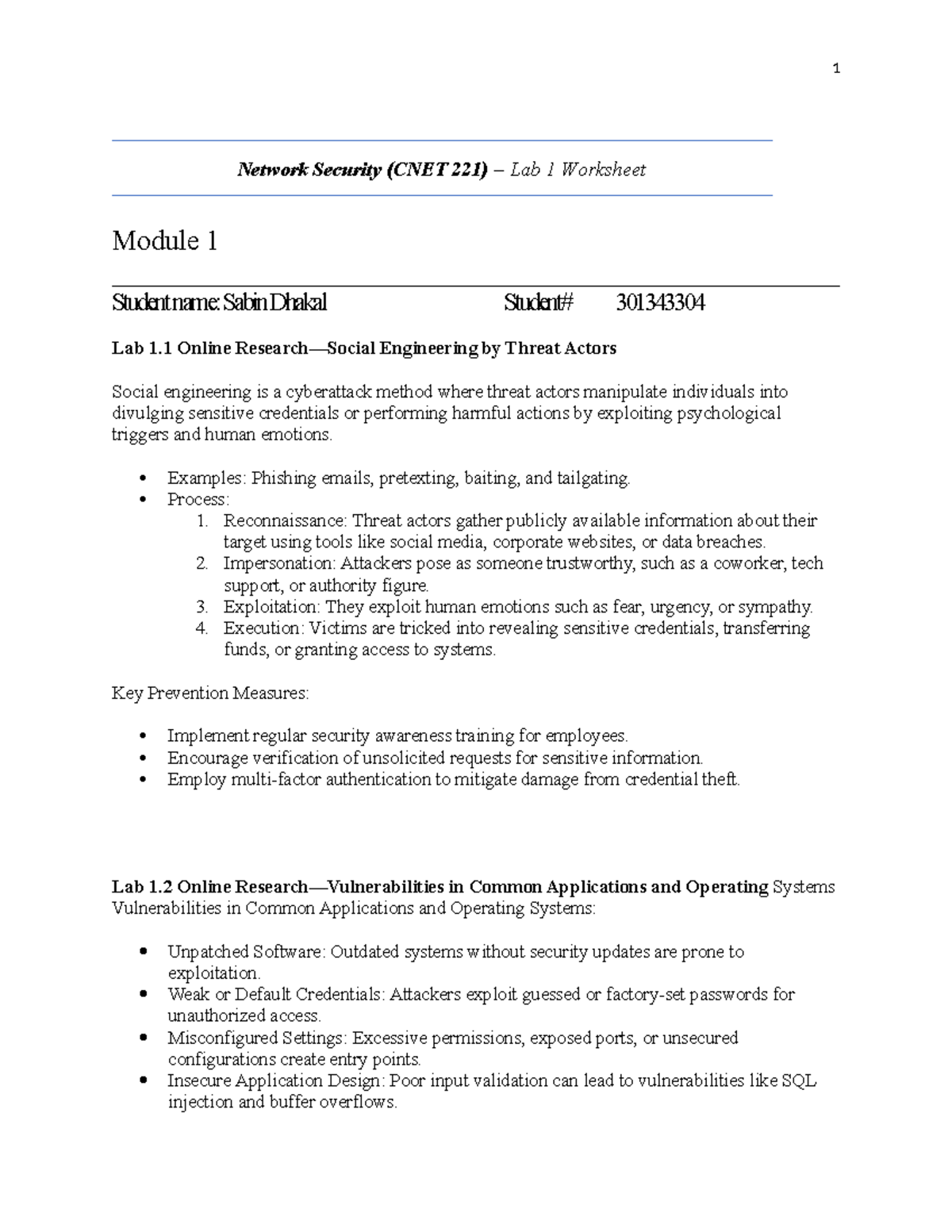 Lab 1 - practice - Network Security (CNET 221) – Lab 1 Worksheet Module ...