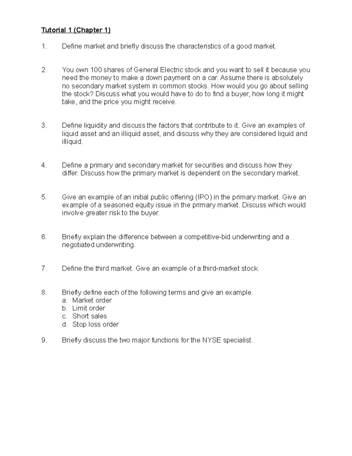 Equity Tutorial Questions (FIN101): Chapter Insights & Key Concepts ...