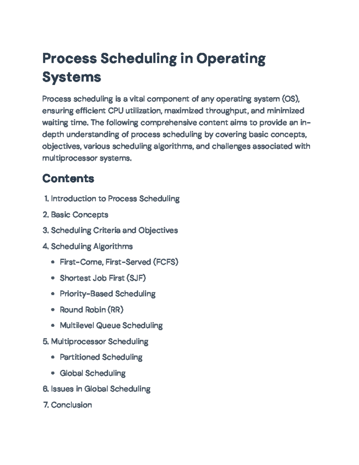 Process Scheduling in Operating Systems: Algorithms and Objectives ...