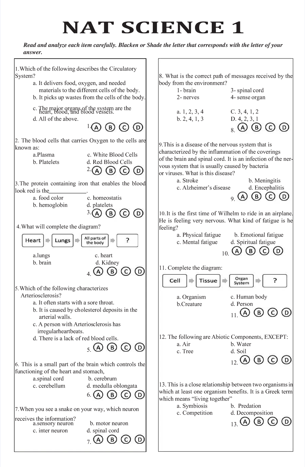 NAT SCIENCE 1-4 Review Questions and Answers - Studocu
