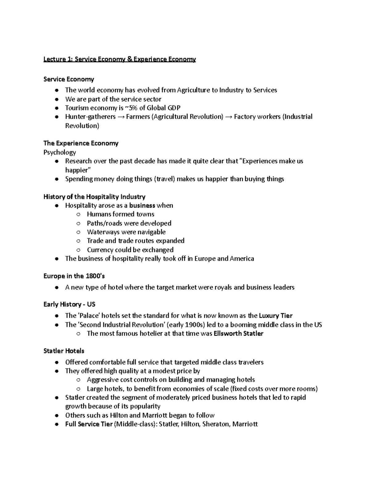 Introduction to Hotel Operations Module 1 - Lecture 1: Service Economy ...