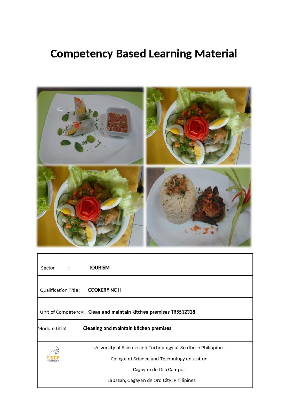 Cookery NC II: Competency-Based Learning Material on Kitchen Cleaning ...