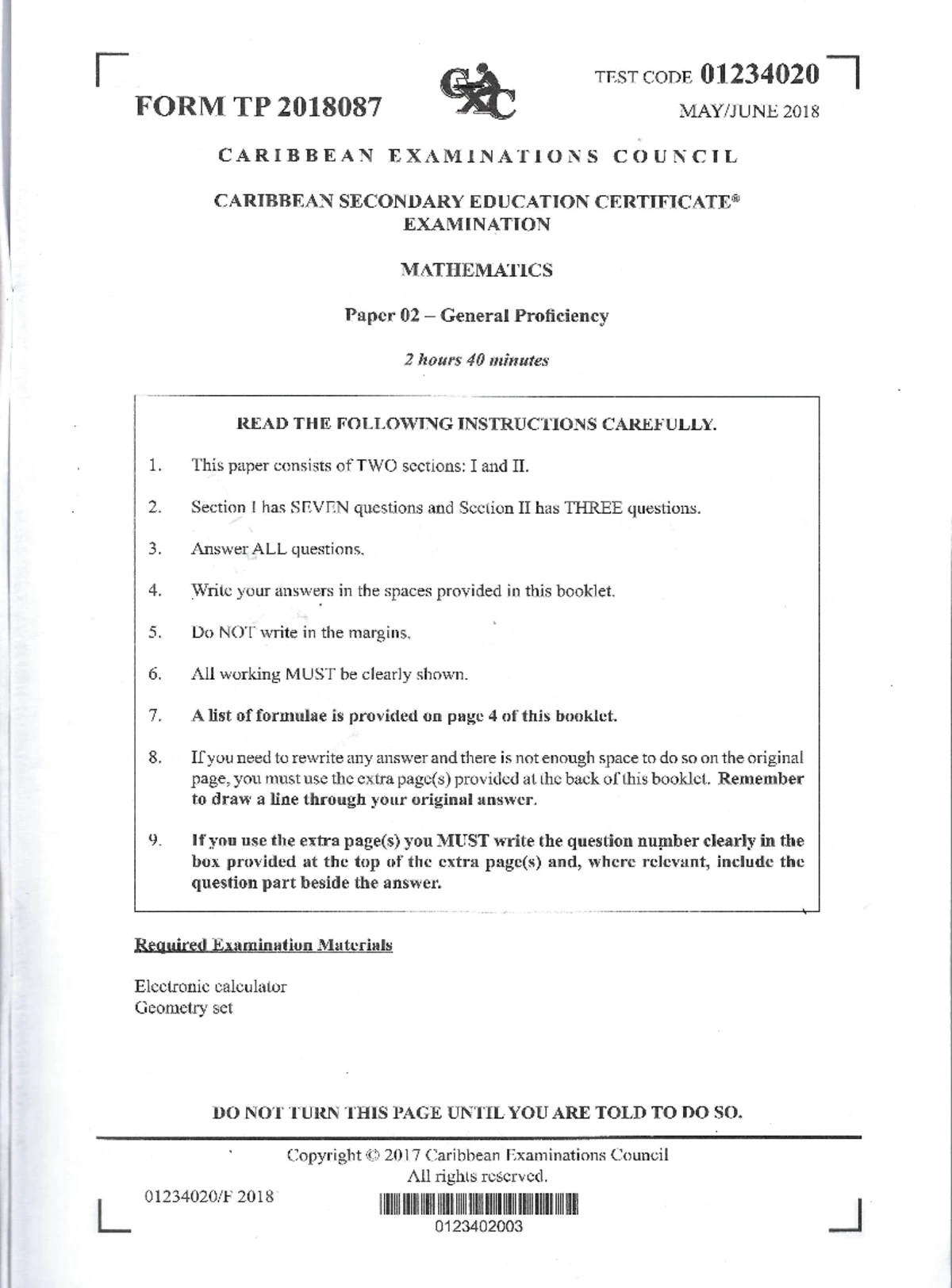 SEA Maths 2024 Past Paper Solutions - faspassmaths SEA MATHEMATICS 2024 ...