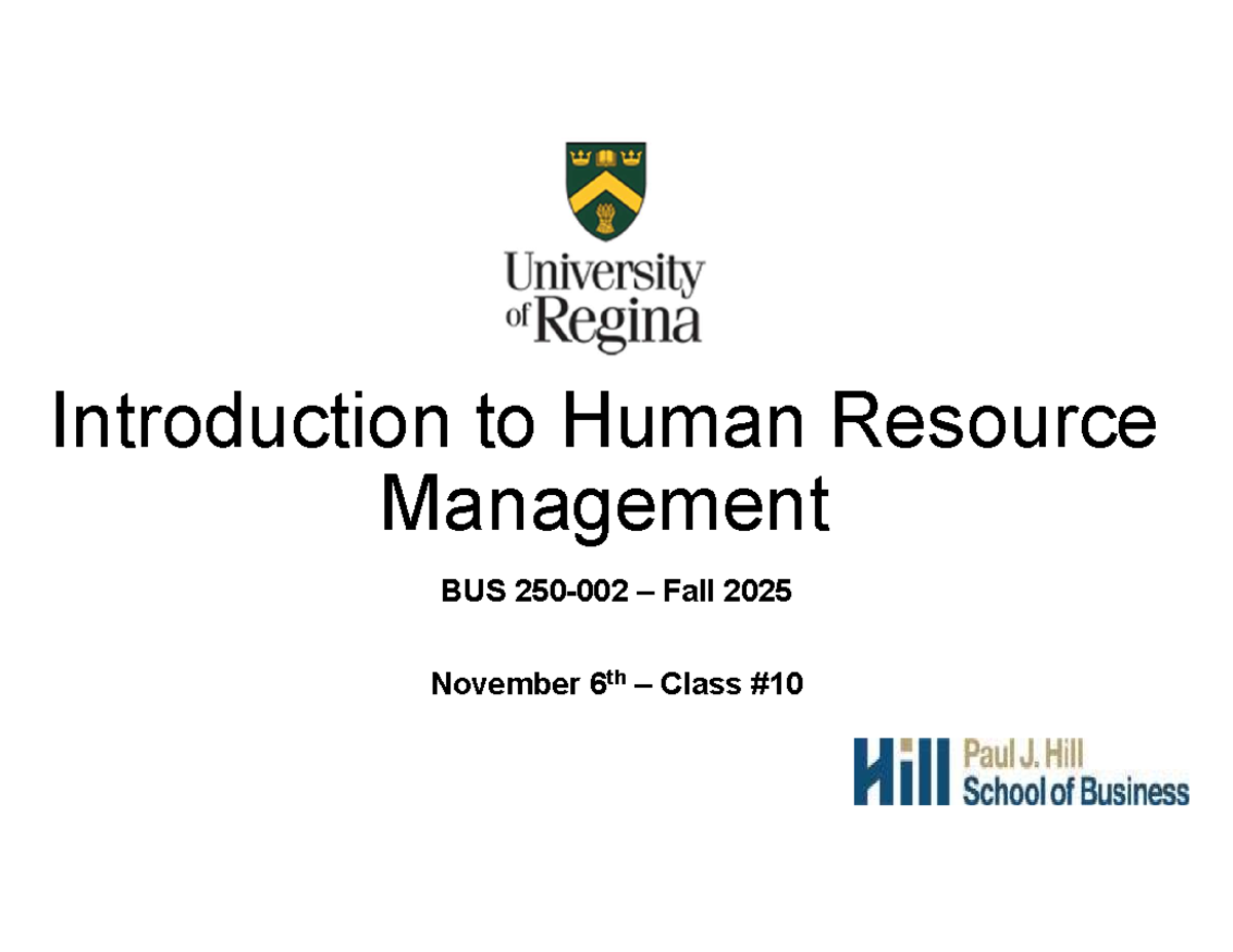 BUS 250-002: Class 10 Presentation on Labour Relations Overview - Studocu