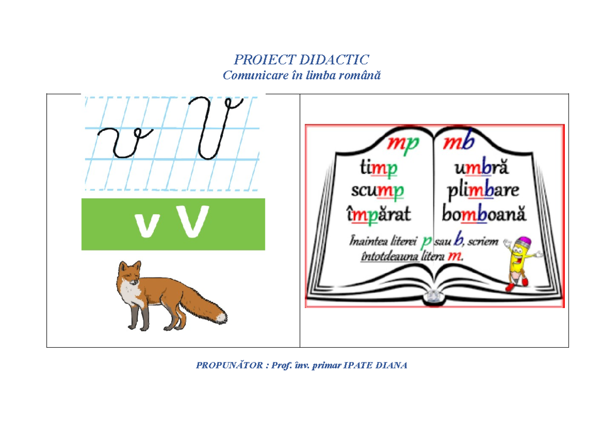Proiect Didactic CLR 03: Comunicare în Limba Română pentru Clasa I ...