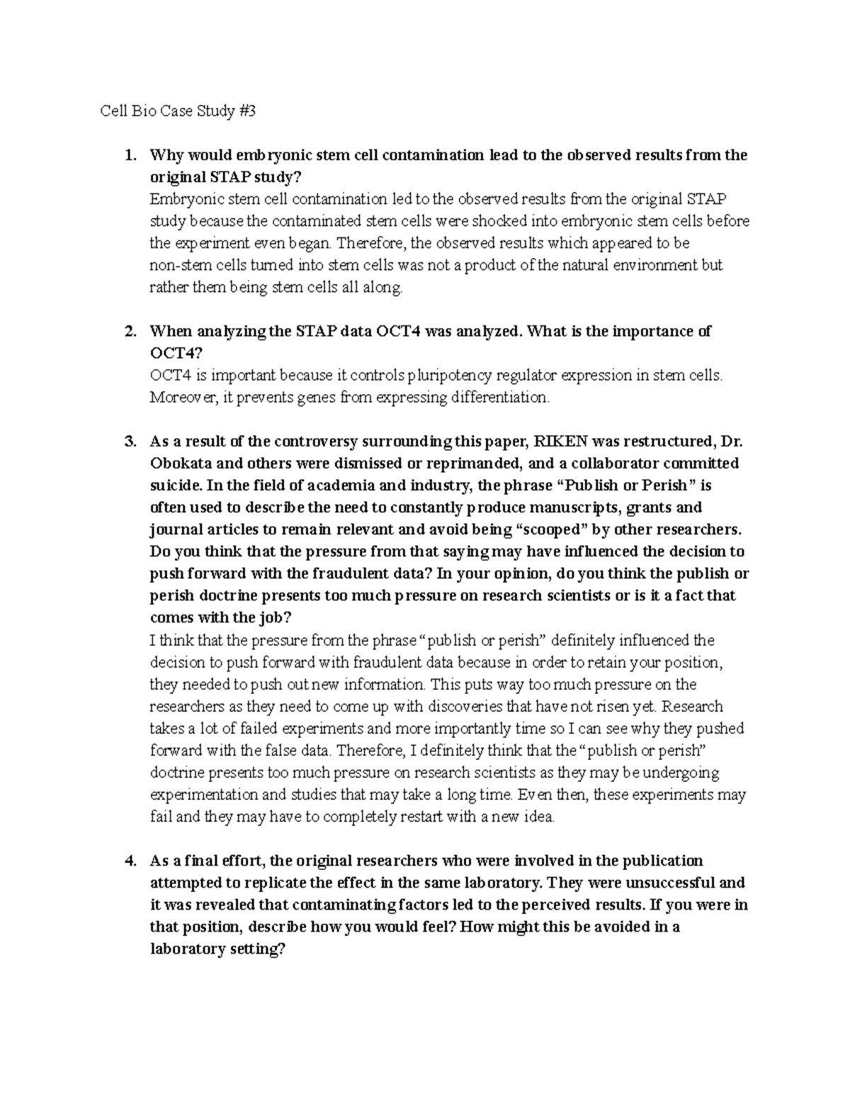 BIOL 311 Case Study #3 Part 2 - Cell Bio Case Study # 1. Why would ...
