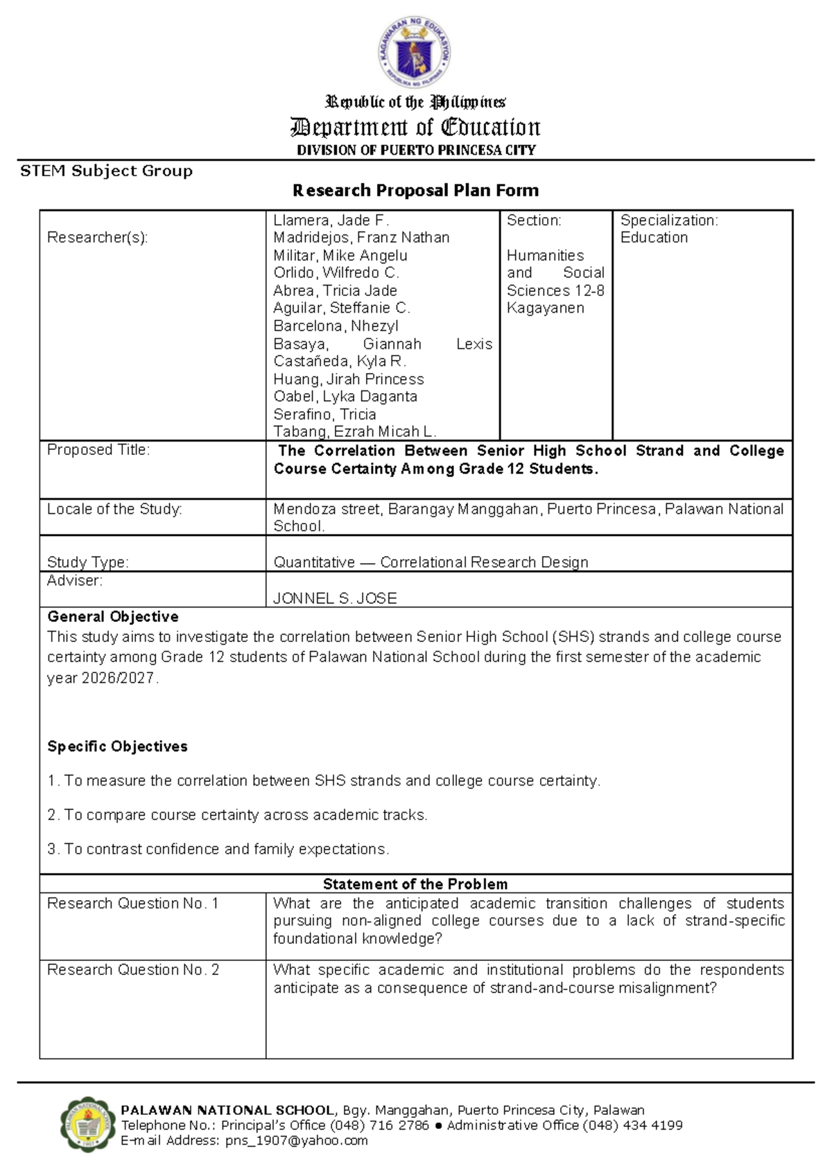 Research Proposal: Correlation Between SHS Strands & College Course ...