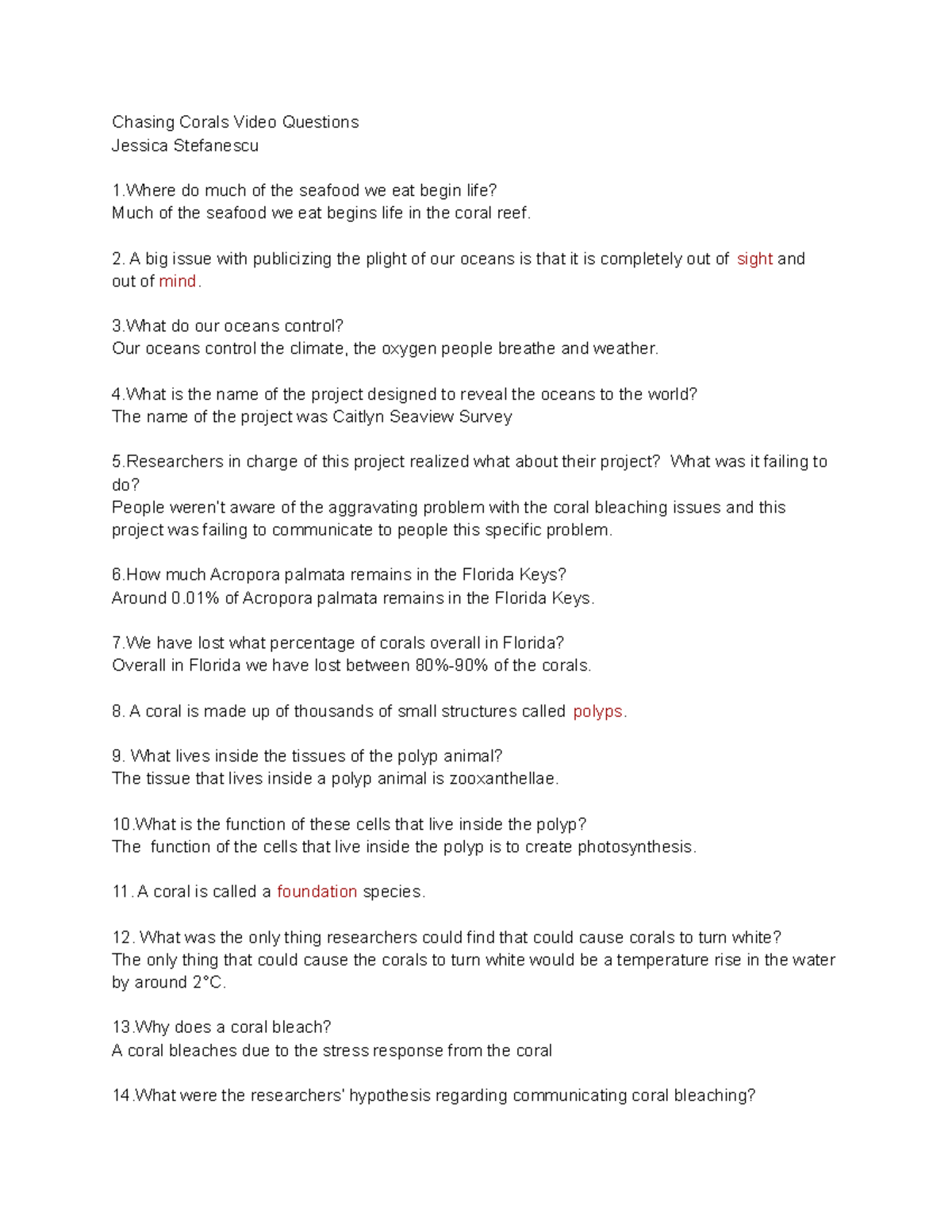 Chasing Corals Video Questions - Key Insights and Discussion Points ...