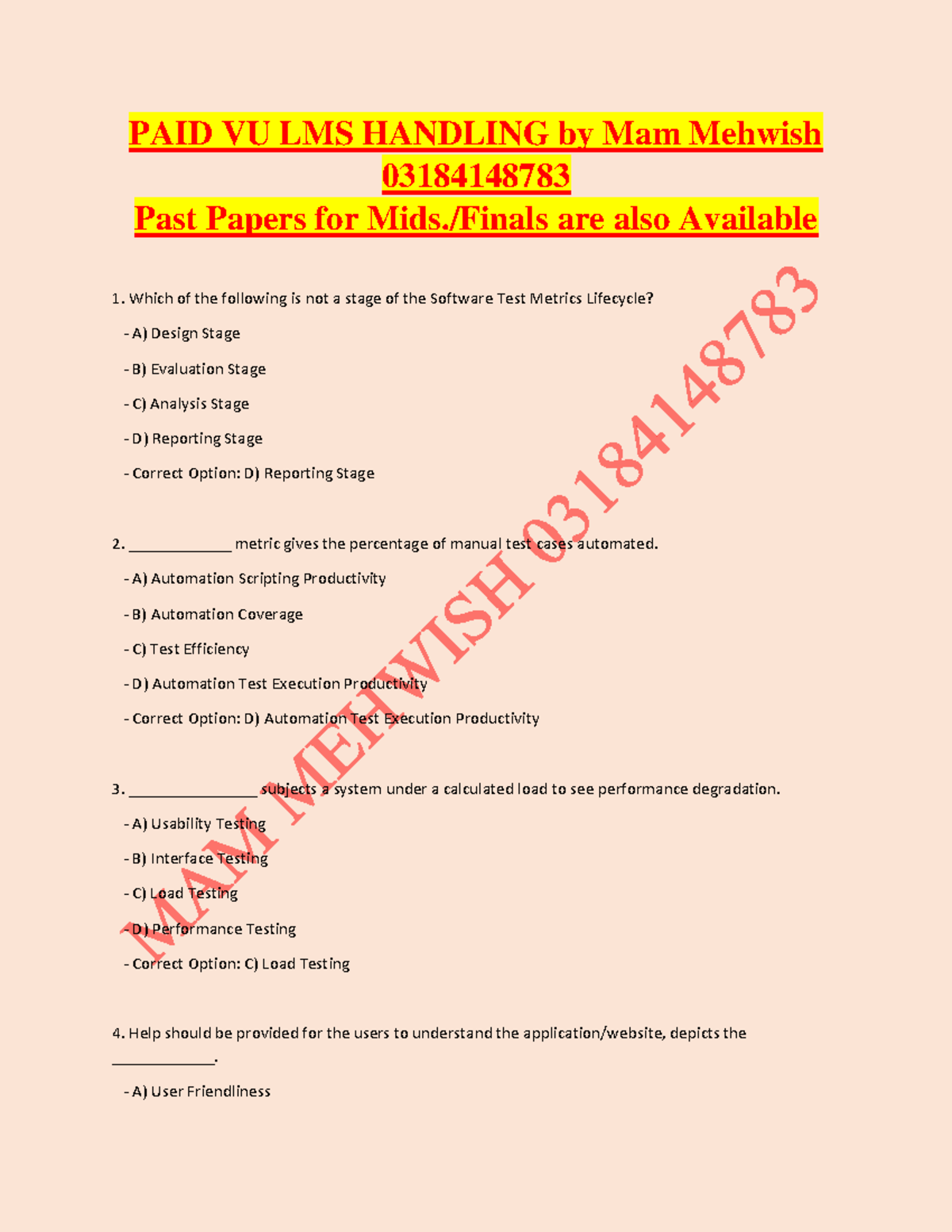 CS608 Quiz 4 Review - Insights and Sample Questions by Mam Mehwish - Studocu