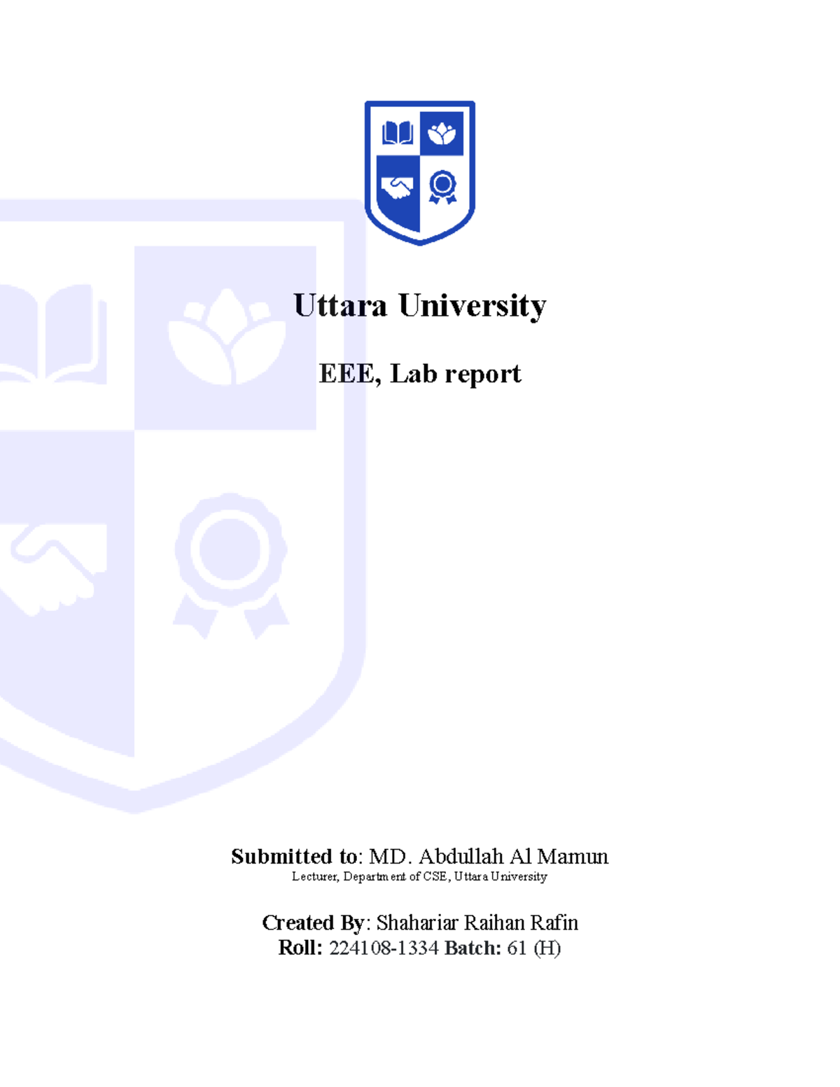 Lab Report: Familiarization with Electrical Equipment in EEE Lab (EEE ...