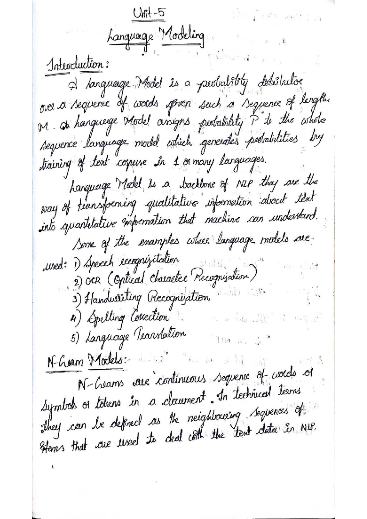 NLP Unit-5: Introduction to Language Modeling and Probabilities - Studocu