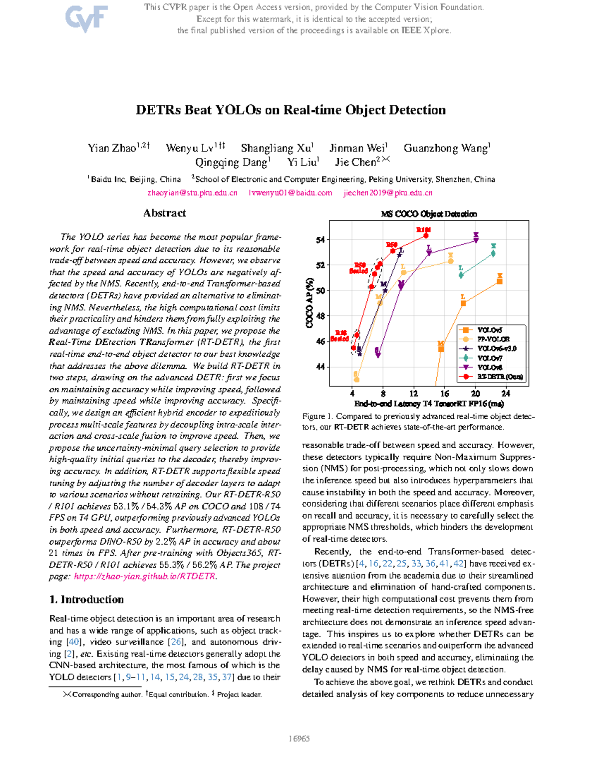 Zhao DETRs Beat YOLOs on Real-time Object Detection - CVPR 2024 - Studocu