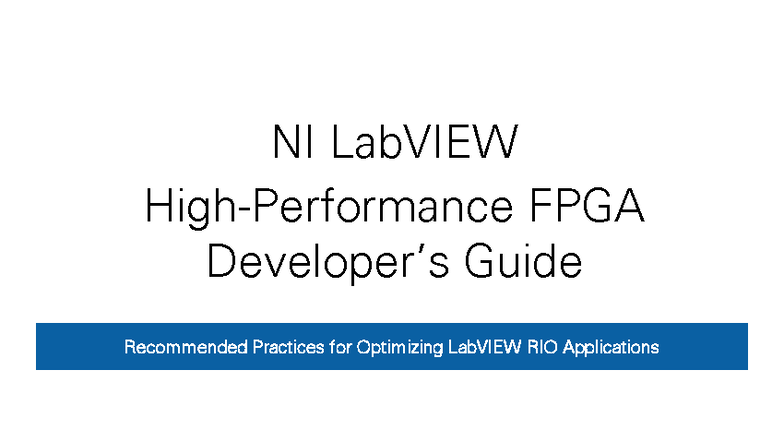 LabVIEW FPGA Guide: Optimizing RIO Applications (Revision 1.1) - Studocu