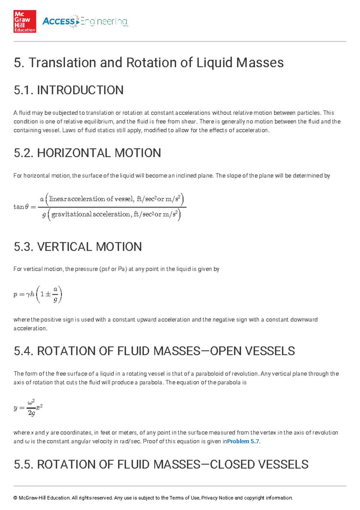 Translation and Rotation of Liquid Masses: Concepts and Problems - Studocu