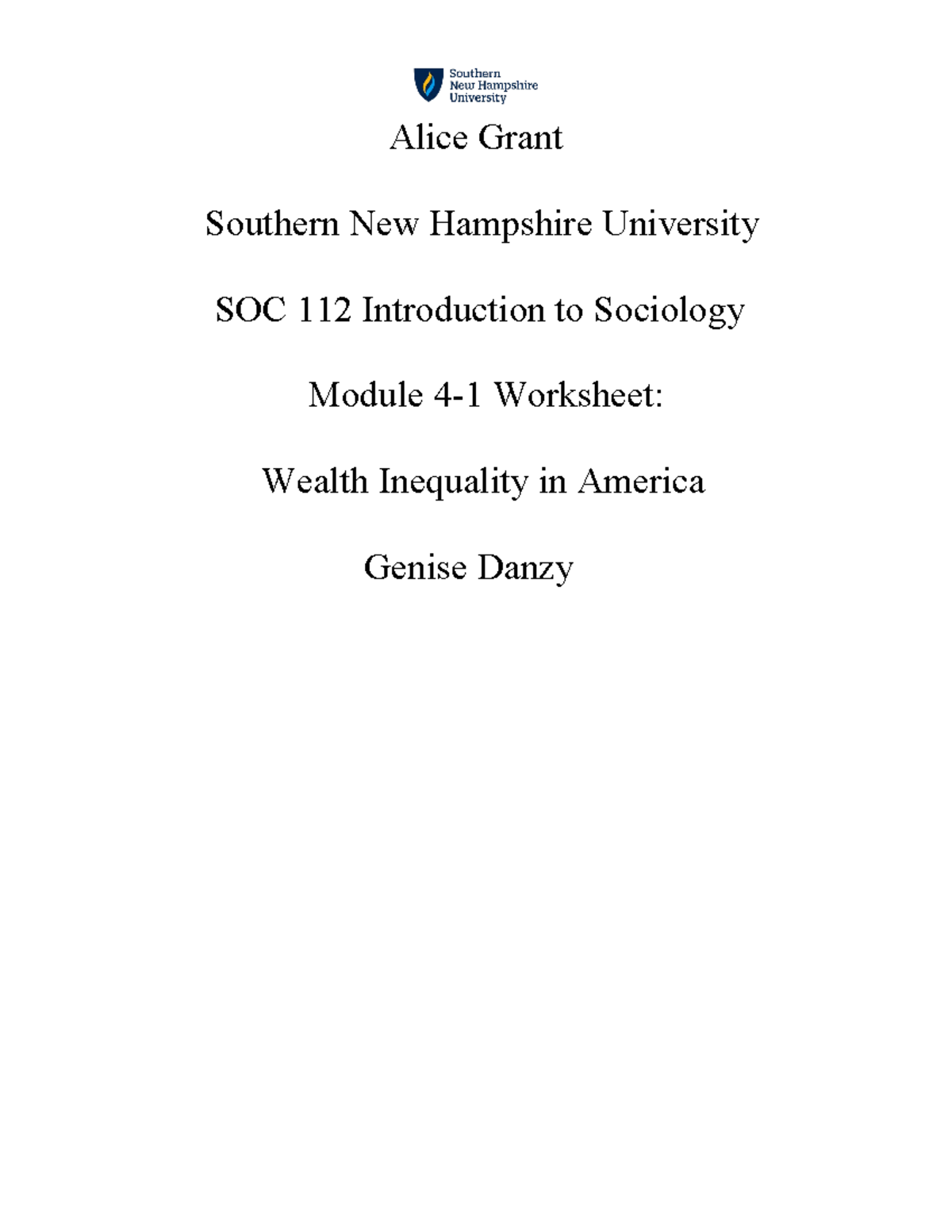 SOC 112 Module Four Worksheet - Copy - Alice Grant Southern New ...