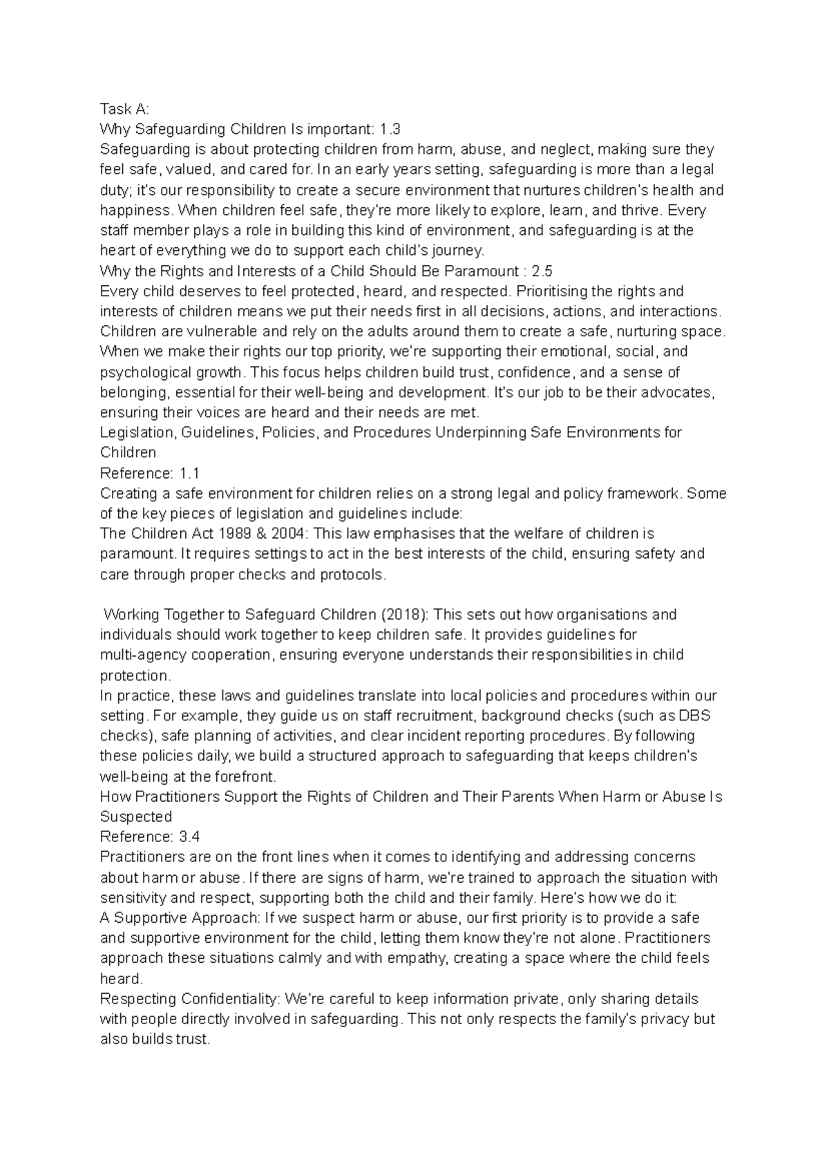 Unit 303 - Safeguarding Practices and Case Studies in Early Years - Studocu