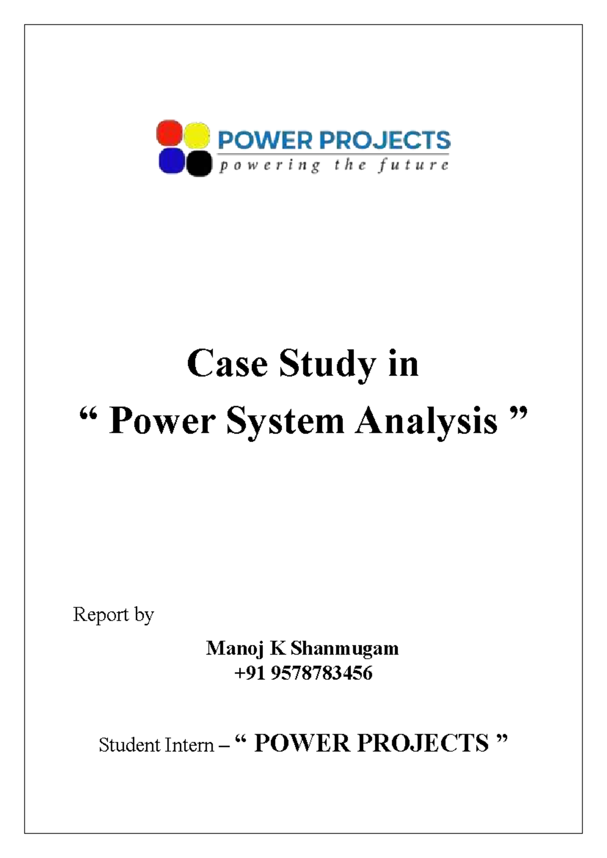 Case Study: Load Flow Analysis in Power System (POWER PROJECTS) - Studocu