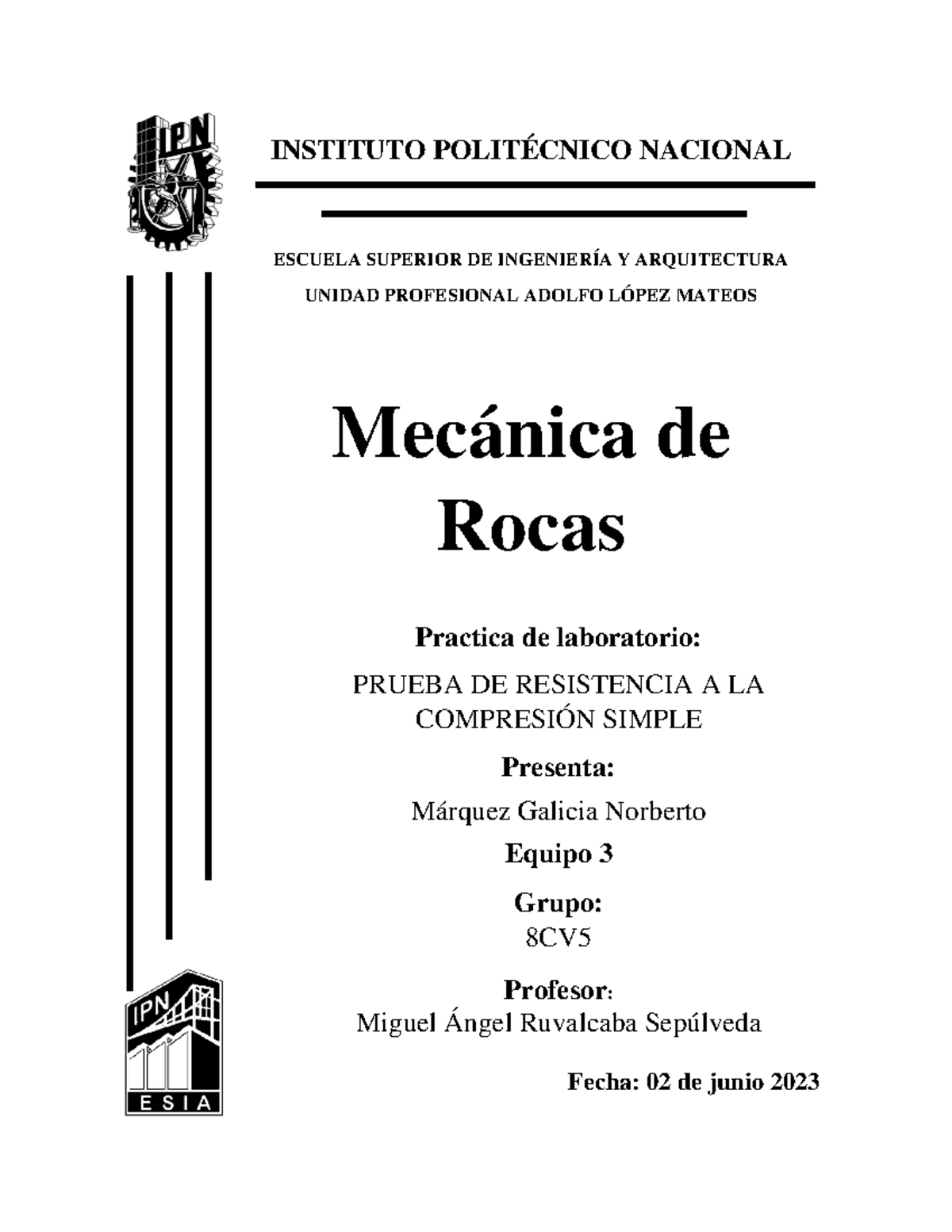 Prueba de Resistencia a la Compresión Simple en Mecanica de Rocas - Studocu
