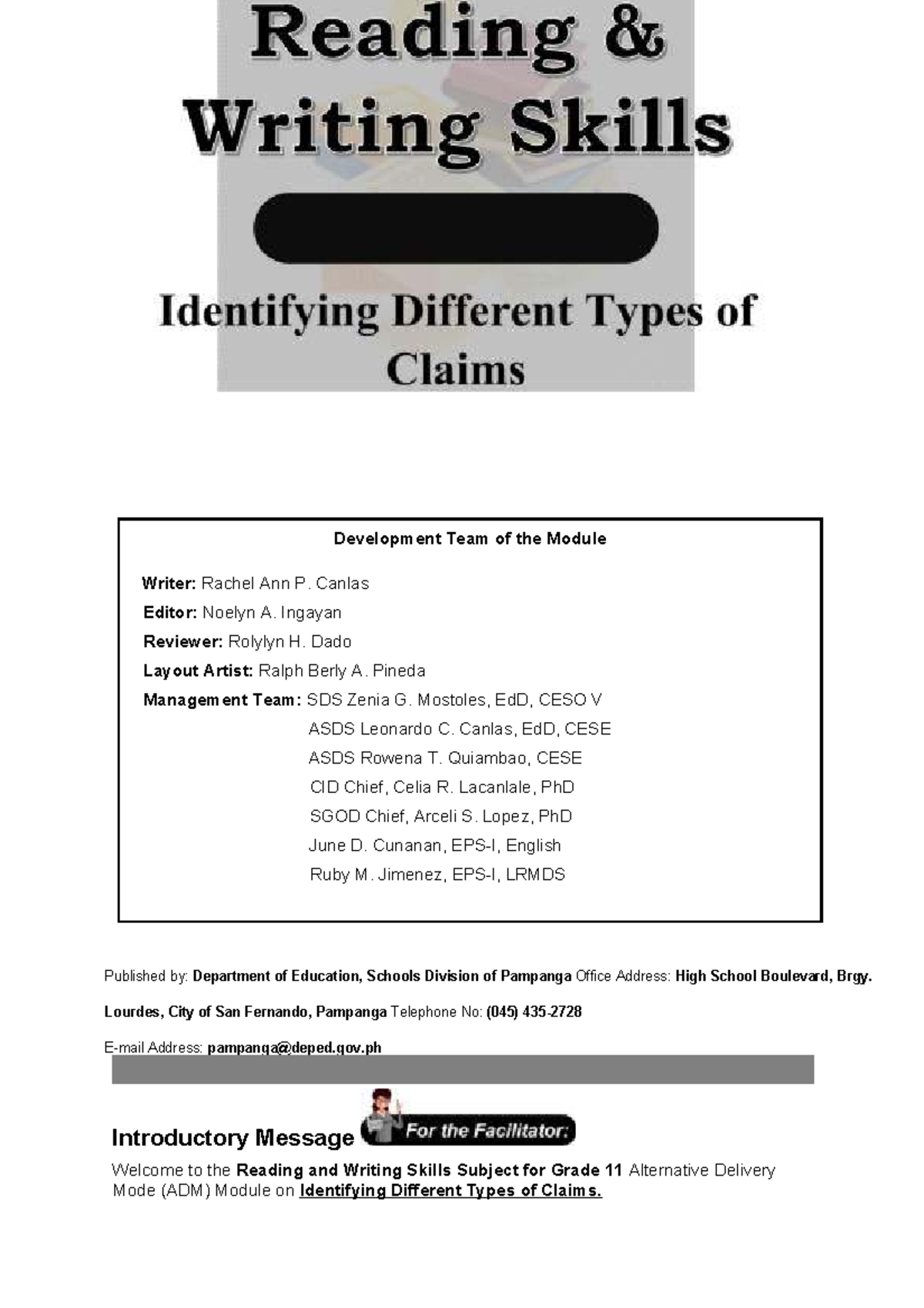 RWS 11 Q3 Module 4: Understanding Types of Claims - Studocu