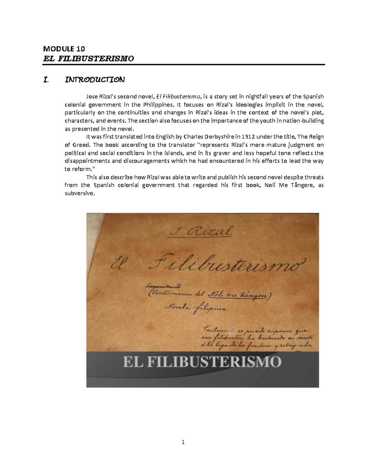 Module 10: El Filibusterismo - An In-Depth Analysis - Studocu