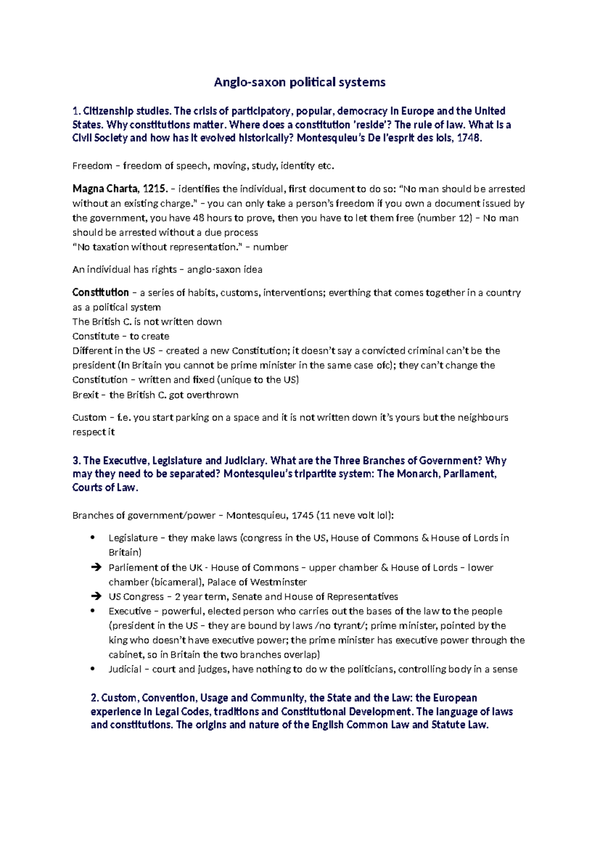 Political Systems 1: The Crisis of Democracy in Europe & the US - Studocu