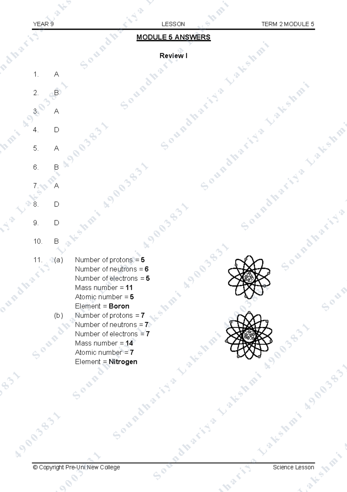 Year 9 Term 2 Module 5 Answers - Studocu