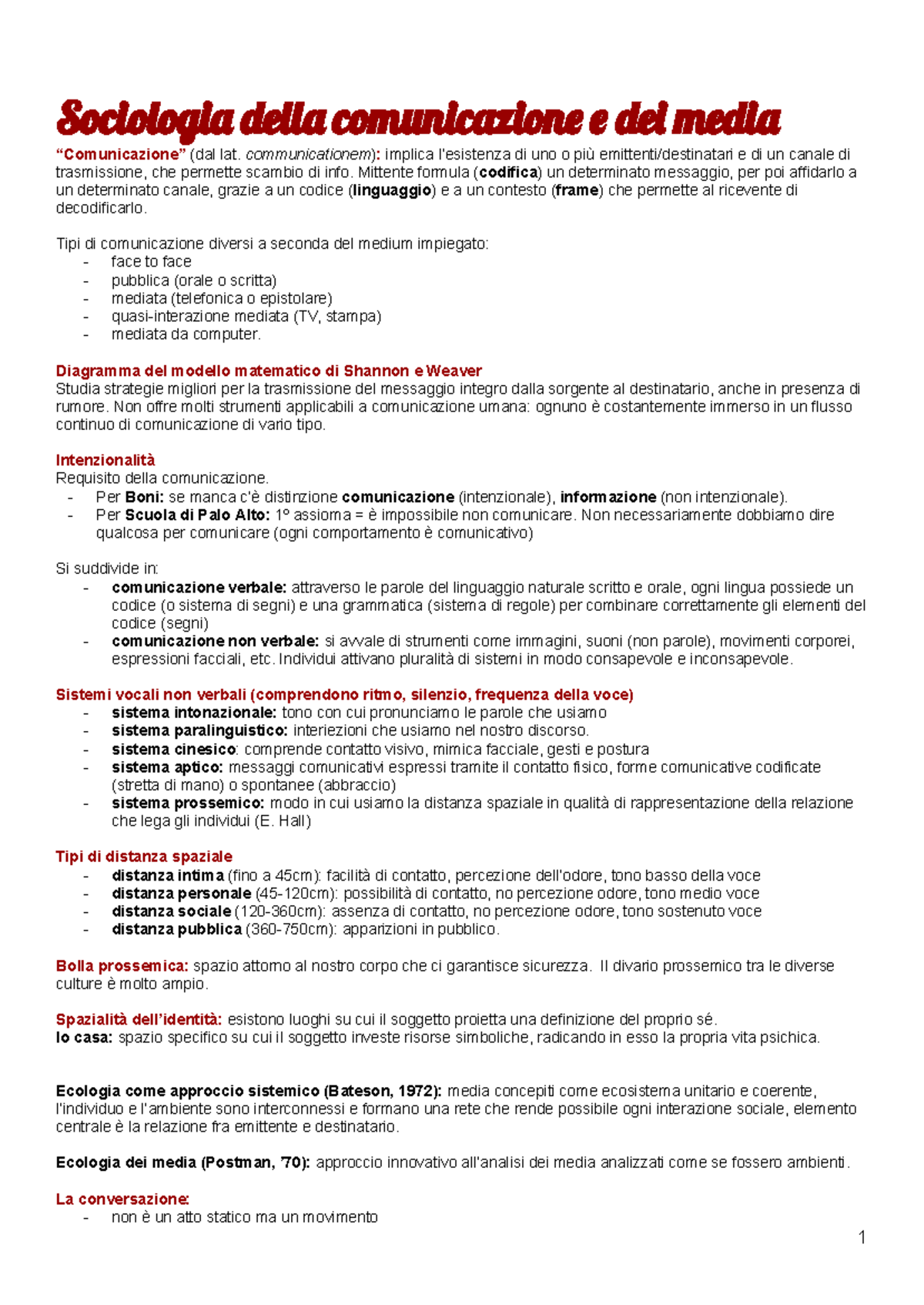 Appunti Sociologia della Comunicazione e dei Media - Corso 2023 - Studocu
