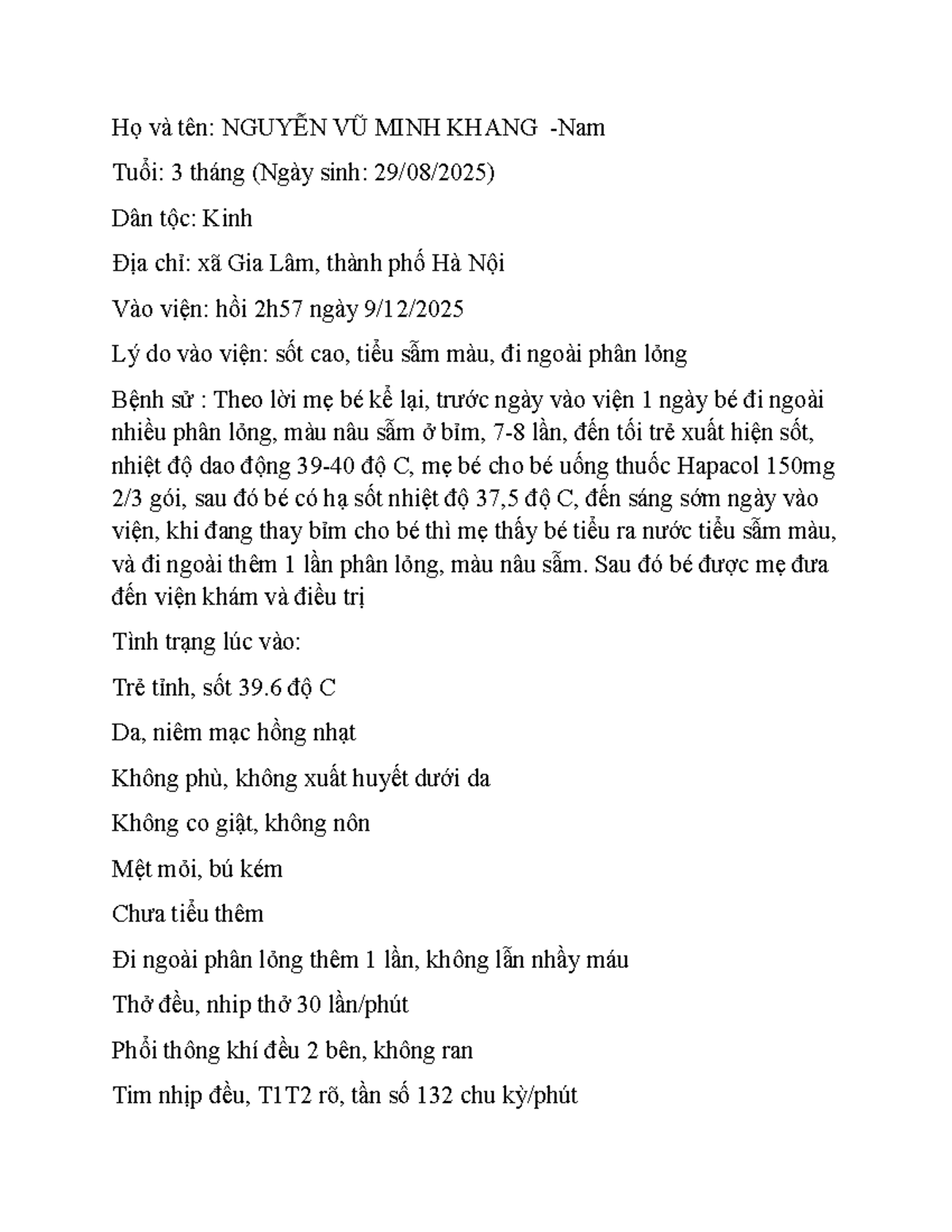 Case Study: Nhiễm Khuẩn Tiết Niệu Trẻ Em (TE) - Studocu