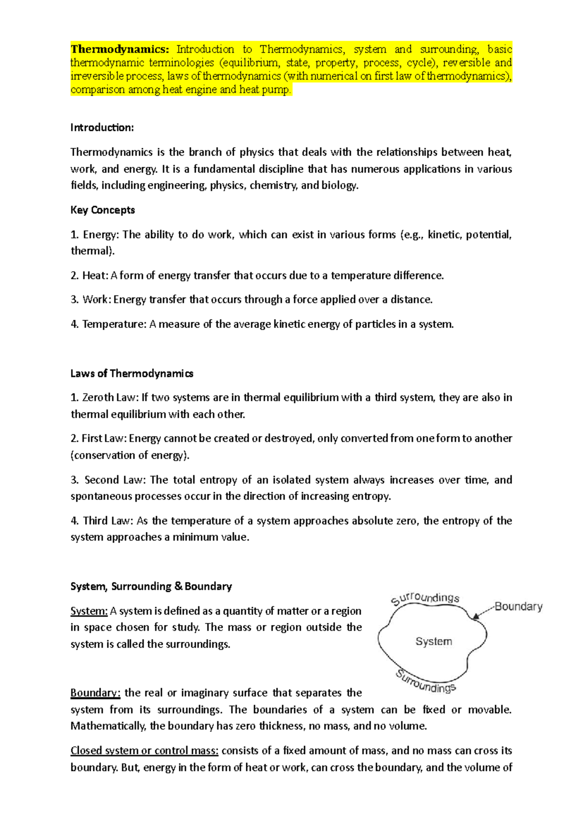 Thermodynamics: Key Concepts, Laws, and Applications (BMAE UNIT-2 ...