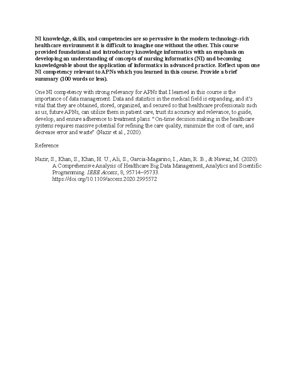 NI knowledge week 8 - NI knowledge, skills, and competencies are so ...
