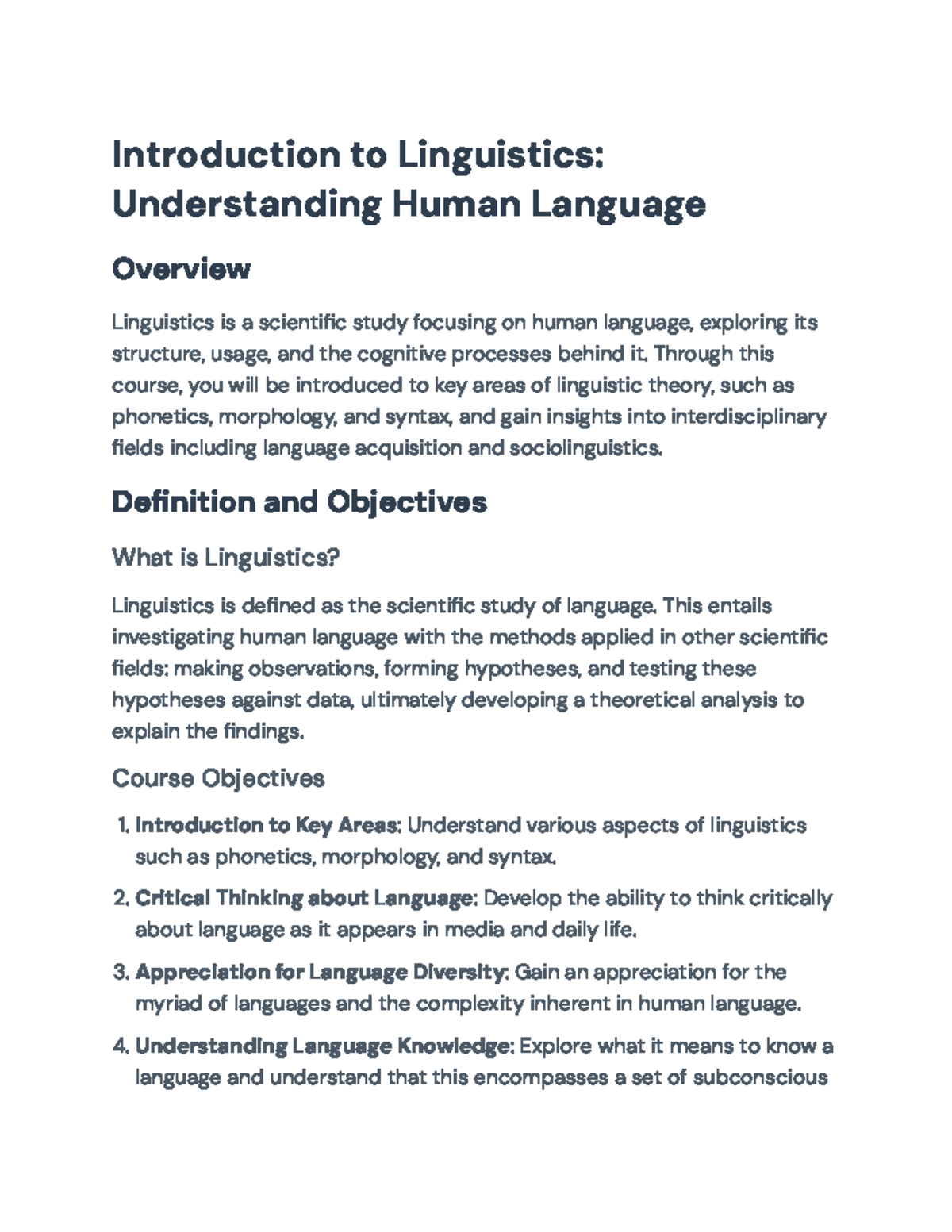 Introduction to Linguistics: Key Concepts and Theories (LING101 ...