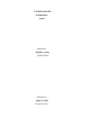 Mathematics 11 Detailed Lesson Plan: Operations on Functions - Studocu